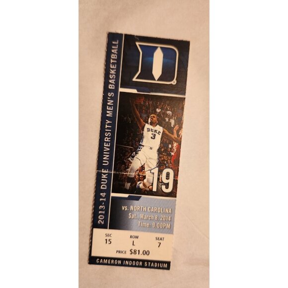 Other | 214 Unc Tar Heels At Duke Blue Devils Game Tlcket Stub 382014 ...